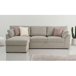 Ecksofa Home Affaire, B:246cm H:88cm T:156cm, braun, 100% polyester, Wohnzimmer, Sofas, "Citry", Breite 246 cm, Chenille, Bettfunktion, Bettkasten,