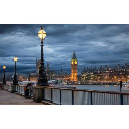 papermoon Fototapete "London bei Nacht", B/L: 4m x 2,6m, Bahnen: 8 Stk., bunt, Schlafzimmer, Tapeten