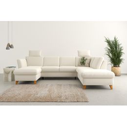 Wohnlandschaft Home Affaire, B:307cm H:86cm T:213cm, beige, 100% Polyester, Sofas, "Trelleborg U-Form", Federkern-Polsterung, wahlweise mit