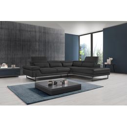 Ecksofa Egoitaliano, B:284cm H:95cm T:108cm, schwarz, Luxus-Microfaser (100% Polyester) Leder &raquo;BULL&laquo; (echtes Rindsleder). Geschliffenes,