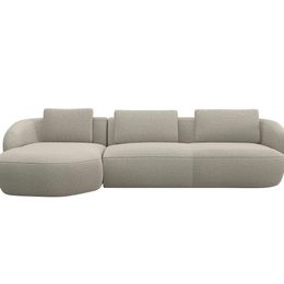 Wohnlandschaft FLEXLUX, B:307cm H:85cm T:146cm, beige, 100% Polyester, Sofas, "Torino, rund, L-Form, Sofa-Ecke mit Recamiere, Longchair-Sofa",