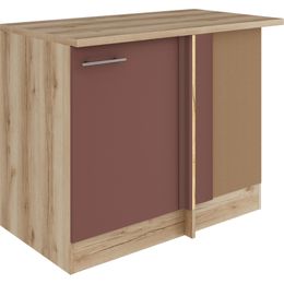 Eckunterschrank Optifit, B:100cm H:84,8cm T:60cm, rot, Holzwerkstoff, K&uuml;che, Schr&auml;nke, "Bella", Breite 100 cm, T&uuml;ranschlag wechselbar
