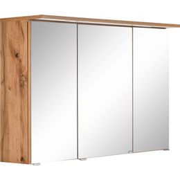 Spiegelschrank Welltime, B:100cm H:66cm T:20cm, braun, Holzwerkstoff, MDF, Badezimmer, Schr&auml;nke, "Lucca", mit LED Beleuchtung