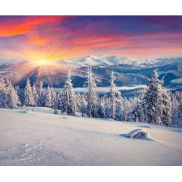 papermoon Fototapete "ALPEN-WINTER GEBIRGE XXL", B/L: 3m x 2,23m, Bahnen: 6 Stk., bunt, Schlafzimmer, Tapeten