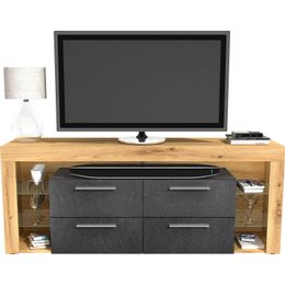 TV-Board FMD, B:180cm H:72,7cm T:41,3cm, schwarz, Sideboards, "Vibio"