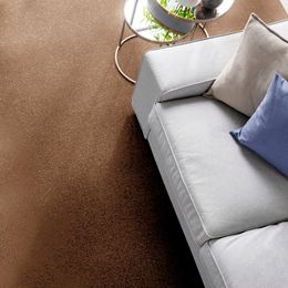 ANDIAMO Teppichboden "Kira, Velours, Made in Belgium", B : 400cm 1 Stk., 8mm, L: 100cm, braun, Schlafzimmer, Teppiche, Uni Farben, Breite 400 cm,