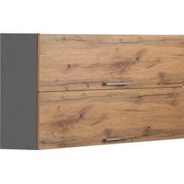 Klapph&auml;ngeschrank KOCHSTATION, B:100cm H:57cm T:34cm, grau, Holzwerkstoff, Schr&auml;nke, "KS-Colmar", 100 cm, mit Metallgriff, f&uuml;r viel Stauraum
