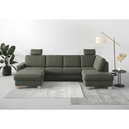 Wohnlandschaft Home Affaire, B:314cm H:91cm T:170cm, gr&uuml;n, 95% Polyester, 5% Polyamid, Sofas, "Summer U-Form", mit oder ohne Bettfunktion und