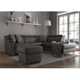 Sit & More Ecksofa SIT & MORE, B:252cm H:84cm T:216cm, grau, Wohnzimmer, Sofas, "Freetown L-Form", inklusive Kopfteilverstellung und komfortablem Federkern