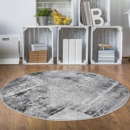Teppich ANDIAMO, H:7mm &Oslash;:133cm, grau, Kunstfaser, Wohnzimmer, Teppiche, "Luna", Kurzflor, modernes Design, meliert, Wohnzimmer, Schlafzimmer