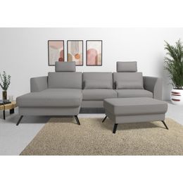 Sit & More Ecksofa SIT & MORE, B:261cm H:88cm T:172cm, grau, 100% Polyester, Wohnzimmer, Sofas, "Olsen L-Form", inklusive Sitztiefenverstellung, wahlweise mit