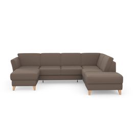 Sit & More Wohnlandschaft SIT & MORE, B:303cm H:87cm T:213cm, grau, Sofas, "Visby U-Form", wahlweise mit Bettfunktion und Stauraum, frei im Raum stellbar