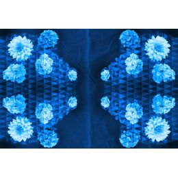 Fototapete "Artwork Flowers", B/L: 4mm x 2,7mm, blau, ARCHITECTS PAPER, Tapeten, Vlies, Wand, Schr&auml;ge