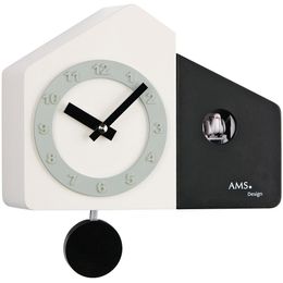 AMS Pendelwanduhr "W7397", B/H/L: 23cm x 10cm x 18cm, schwarz-wei&szlig;, Wanduhren, Quarzuhr,Holzgeh&auml;use,Esszimmer,Wohnzimmer