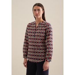 Seidensticker Damen Klassische Bluse "Schwarze Rose", blau, Gr. 38, gemustert, 100% Baumwolle, Blusen, Tunika Geometrische Muster