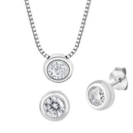 ZEEme Damen Schmuckset "925 Sterling Silber Zirkonia", 42+3cm, wei&szlig;, Silber 925 (Sterlingsilber), Schmuck_Sets