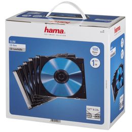 Hama CD-H&uuml;lle "CD Leerh&uuml;lle Slim, 100er Pack, Transparent, Schwarz, Schutzh&uuml;lle", B:26cm H:15cm T:27cm, schwarz, H&uuml;llen
