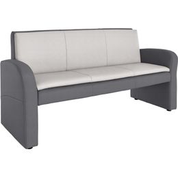 Hockerbank, B:182cm H:89cm T:67cm, braun, exxpo - SOFA FASHION, Strukturstoff (88%Polyester, 12% Nylon) mit Absatz Luxuskunstleder;Luxus-Microfaser
