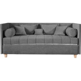Schlafsofa Alina, B:201cm H:90,5cm T:91cm, grau, Struktur fein TCM (100% Polyester), Jugendzimmer, Sofas, "Kona", 7-Zonen Taschenfederkernmatratze,