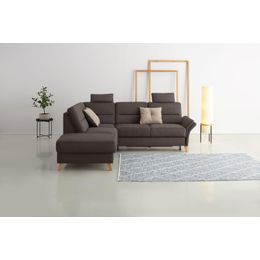 Ecksofa Home Affaire, B:238cm H:90cm T:213cm, braun, 100% Polyester, Wohnzimmer, Sofas, "Westerland L-Form", Federkern-Polsterung, wahlweise mit