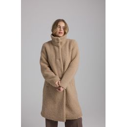 Manisa Damen Fellimitatmantel, beige, Gr. 36, unifarben, Web, Obermaterial: 100% Polyester. Futter: 100% Polyester, M&auml;ntel, Teddy-Pl&uuml;sch-Mantel mit