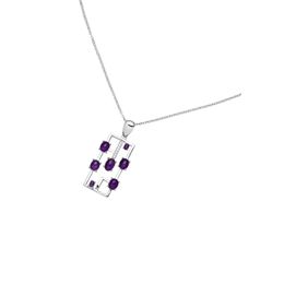 Jobo Damen Kette mit Anh&auml;nger "7 Amethyst-Cabochons und 7 Zirkonia", Silber 925 (Sterlingsilber), L: 45, silber, Silber 925 (Sterlingsilber),