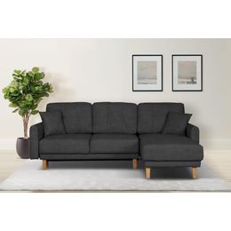 Ecksofa Home Affaire, B:234cm H:89cm T:164cm, schwarz, 100% Polyester, Wohnzimmer, Sofas, "TRIPLO optionale Schlafsofa mit Bettkasten, Ma&szlig;e B/T/H: