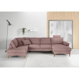 Wohnlandschaft 3C CANDY, B:339cm H:86cm T:220cm, rosa, 95% Polyester, 5% Nylon, Sofas, "Lecce, wahlweise PUR-Schaumstoff oder Tonnentaschenfederkern