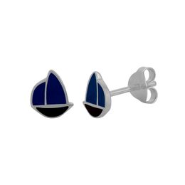 Vivance Damen Paar Ohrstecker "925/- Sterling Silber rhodiniert Schiff Lack blau", one-size, Silber 925 (Sterlingsilber), wei&szlig;, Silber 925