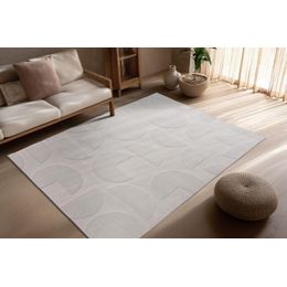 Teppich Kayoom, B:160cm H:10mm L:230cm, grau, Polyester, Wohnzimmer, Teppiche, "Niburi 425", weicher Kurzflor, modern gemustert, Wohnzimmer