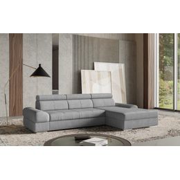Sit & More Ecksofa SIT & MORE, B:284cm H:79cm T:171cm, grau, 100% Polyester, Wohnzimmer, Sofas, "Broadway L-Form", inklusive Kopfteilverstellung, wahlweise mit
