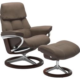 Hocker stressless, B:53cm H:41cm T:39cm, braun, Leder BATICK: durchgef&auml;rbtes und genarbtes M&ouml;belleder;Leder PALOMA: durchgef&auml;rbtes
