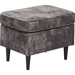 Hocker, B:63cm H:43cm T:42cm, grau, ED EXCITING DESIGN, 100% Polyester, Wohnzimmer, Hocker, "Oskar", mit Massivholzf&uuml;&szlig;en