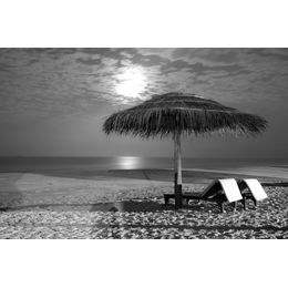 papermoon Fototapete "Strand Schwarz & Wei&szlig;", B/L: 3,5m x 2,6m, Bahnen: 7 Stk., schwarz, Schlafzimmer, Tapeten