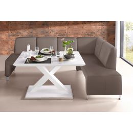 Eckbank, B:244cm H:91cm T:157cm, grau, exxpo - SOFA FASHION, NaturLeder;Strukturstoff (Zusammensetzung: Polyester 100%);Luxus-Microfaser