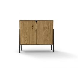 Sideboard Andas, B:76cm H:70cm T:32cm, beige, FSC-zertifiziertes Massivholz, Wohnzimmer, Sideboards, "Finton", Kommode mit 2 T&uuml;ren, Korpuss aus