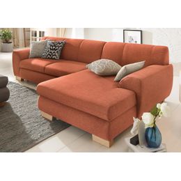 Ecksofa Home Affaire, B:277cm H:84cm T:84cm, orange, Struktur fein (100% Polyester);100% Polyester/ 85% Polyester+15% Polyacryl Melrose/Struktur,