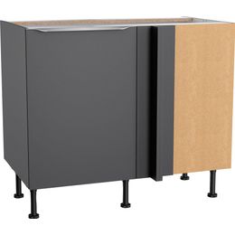 Eckunterschrank KOCHSTATION, B:100cm H:87cm T:58,4cm, grau, K&uuml;che, Schr&auml;nke, "KS-Aken"