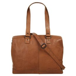 SPIKES & SPARROW Damen Shopper "LAPTOP SHOULDERBAG", SPIKES & SPARROW, braun, Leder, unifarben, Taschen, echt Leder