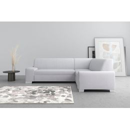 Ecksofa DOMO collection, B:259cm H:85cm T:191cm, silber, Wohnzimmer, Sofas, "Anzio in kubischer Formensprache, flache Armlehnen, L-Form", Wahlweise