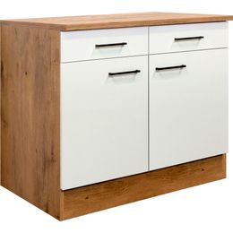 Unterschrank Flex-Well, B:100cm H:85cm T:60cm, beige, Holzwerkstoff, K&uuml;che, Schr&auml;nke, "Vintea", (B x H x T) 100 x 85 x 60 cm, f&uuml;r viel Stauraum