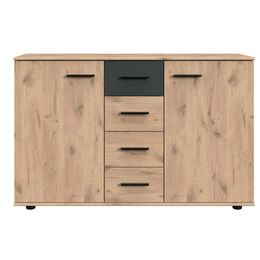 Kombikommode wimex, B:130cm H:83cm T:41cm, grau, Spanplatte, Schlafzimmer, Sideboards, "Budapest", 2-t&uuml;rig mit 4 Schubladen, 130cm breit