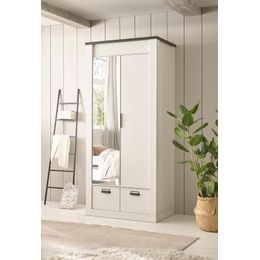 Kleiderschrank Home Affaire, B:93cm H:209cm T:63cm, wei&szlig;, Jugendzimmer, Schr&auml;nke, "SHERWOOD W&auml;scheschrank Garderobe mit Spiegel", wahlweise mit