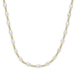 Smart Jewel Damen Perlenkette "mit Kugeln und S&uuml;&szlig;wasser-Perlen, Silber 925", 45cm, Silber 925 (Sterlingsilber), wei&szlig;, Silber 925 (Sterlingsilber),