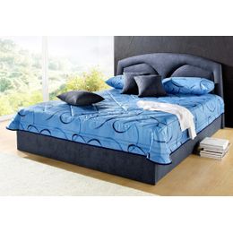 Polsterbett, B:132cm L:212cm, blau, Westfalia Schlafkomfort, Bezug Bett: Microfaser (100% Polyester);Bonnell-Federkernmatratze: 51% Polypropylen, 39%