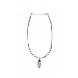 Allg&auml;u Rebell ALLG&Auml;U REBELL Damen Collier "Alma", blau, Basic, Leder, Halsketten, mit echter SwarovskiPerle