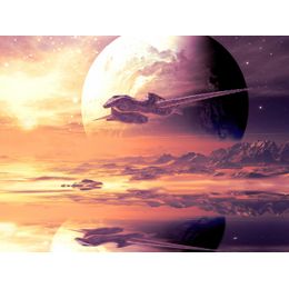 papermoon Fototapete "PLANETEN-FANTASIE FUTURISTISCH ALIEN MOON GALAXIE XXL", B/L: 3,5m x 2,6m, Bahnen: 7 Stk., bunt, Schlafzimmer, Tapeten