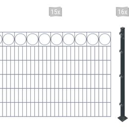 Arvotec Doppelstabmattenzaun "ESSENTIAL 120 zum Aufschrauben "Ring" mit Zierleiste", H/L: 120cm x 30m, Pfosten: 16 Stk., grau, Zaunelemente, Zaunh&ouml;he