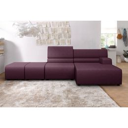 Ecksofa Egoitaliano, B:384cm T:98cm, lila, 100% Polyester. Wasserabweisende Mikrofaser., Wohnzimmer, Sofas, "Babouche, Designsofa mit