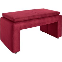Polsterhocker, B:100cm H:51cm T:52cm, rot, exxpo - SOFA FASHION, Strukturstoff (88%Polyester, 12% Nylon);Luxus-Microfaser (Zusammensetzung: 10%